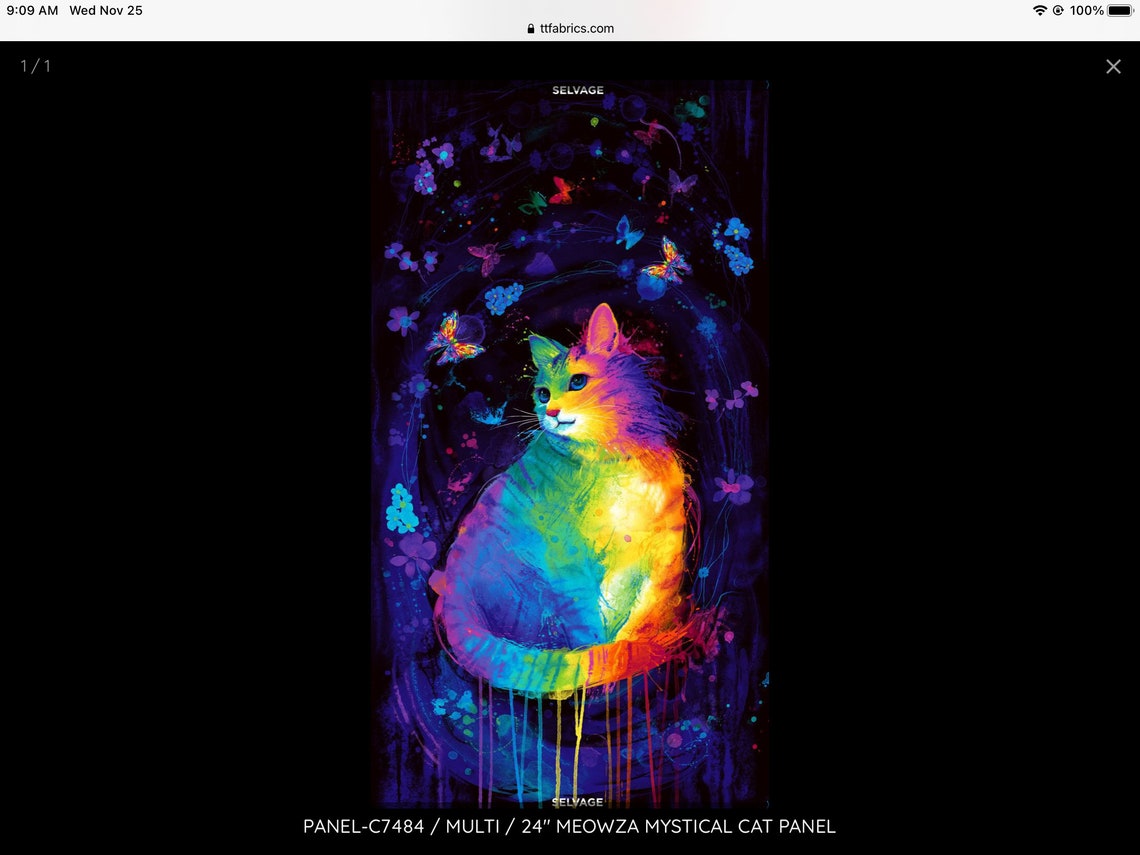 Meowza Mystical Cat Panel Cotton Quilt Fabric by Timeless | Etsy