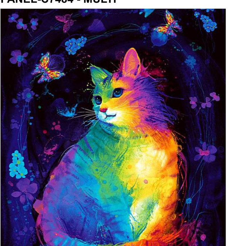 Meowza Mystical Cat Panel Cotton Quilt Fabric by Timeless | Etsy