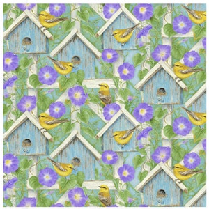 Hydrangea Birdsong Cotton Quilt Panel Wall Hanging Panel - Etsy