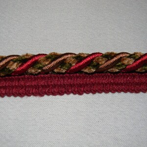 3/8" Conso Cord With Knit Lip in Burgundy With Green and Gold - Etsy