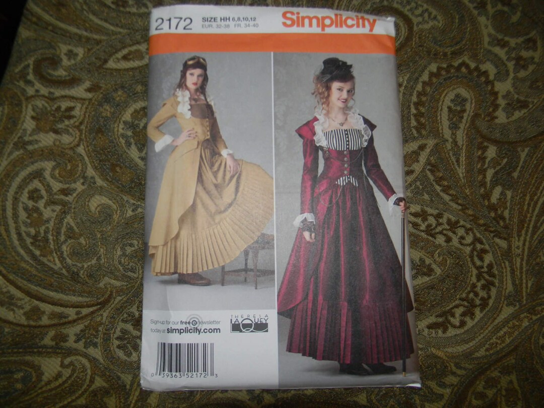New Simplicity Pattern 2172 Long Steampunk Custume Dress Size 6-12 - Etsy
