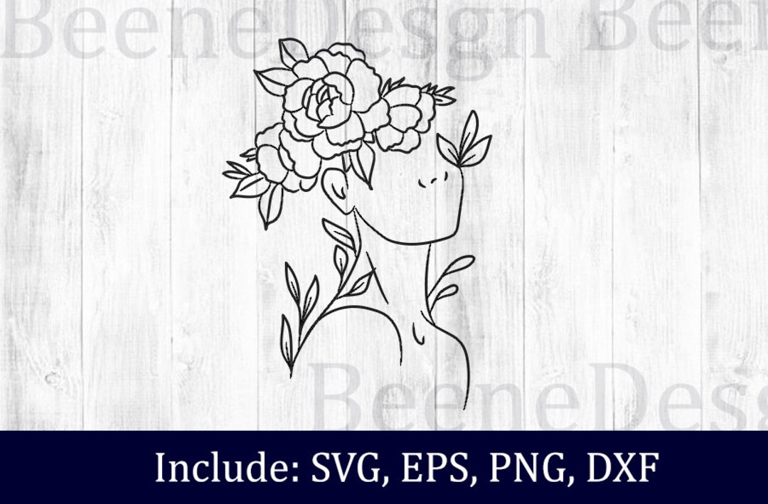 Floral Face Line Art Svg - Etsy