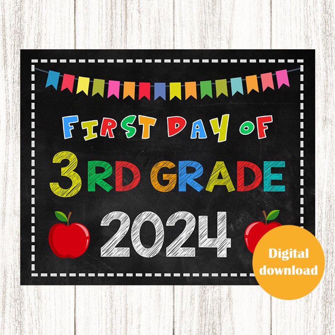 First Day of 3rd Grade Sign, First Day of Third Grade Sign, First Day ...