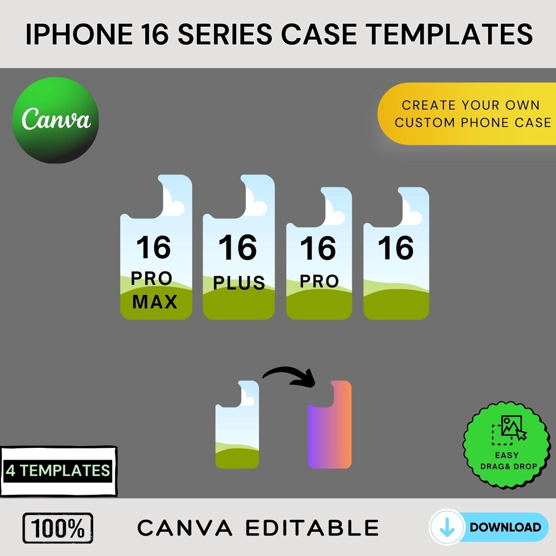 IPhone 16 Case Templates |canva Editable|easy Drag-drop|instant ...