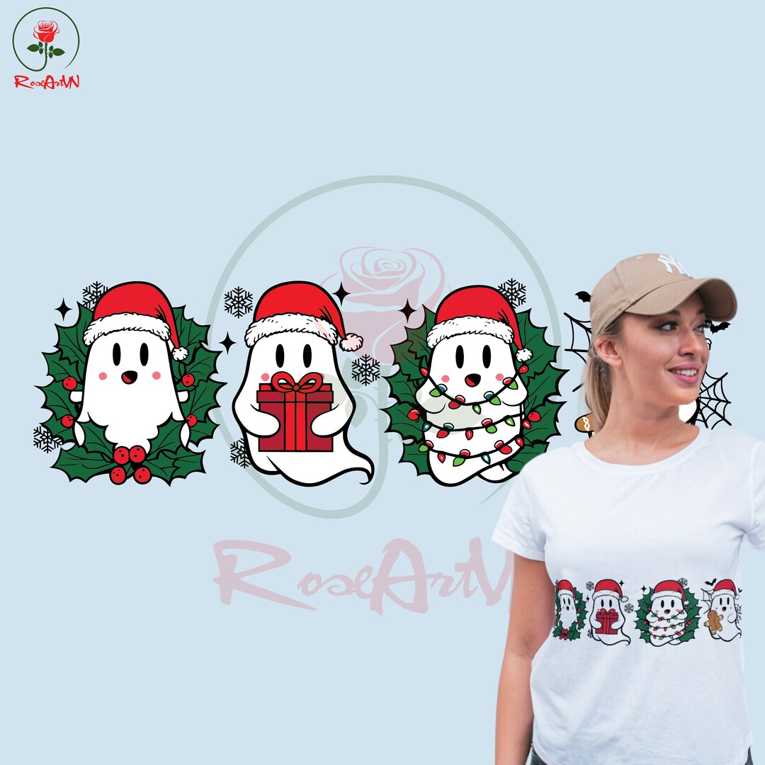 Funny Christmas Ghosts Merry Xmas SVG Christmas Vibes Santa Claus SVG ...