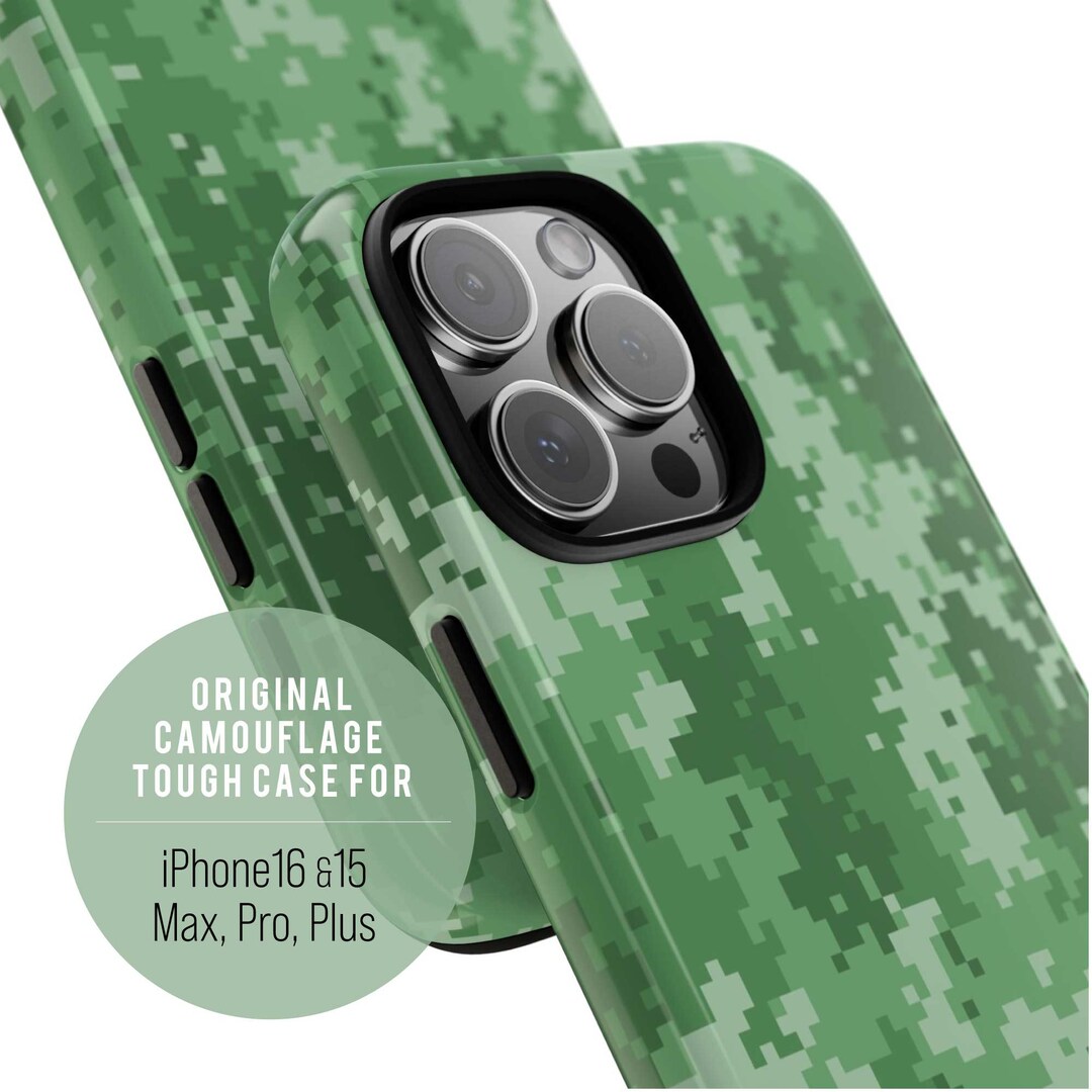 Camouflage iPhone 15 16 Pro Max Plus Case Camo Phone Cover Tough Phone ...