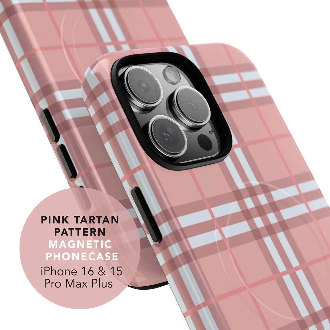 IPhone 16 Magsafe Pro Case Pink Tartan Plaid Phone Case iPhone 15 Pro ...