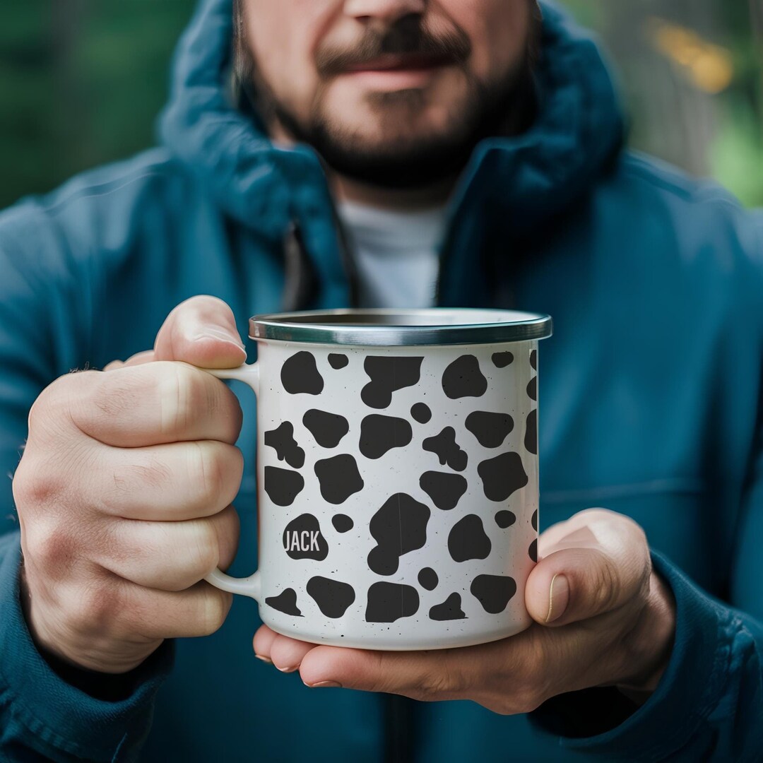 CUSTOM Camp Mug, Camper Gift, Cow Print Mug, Holiday Gift for Friends ...