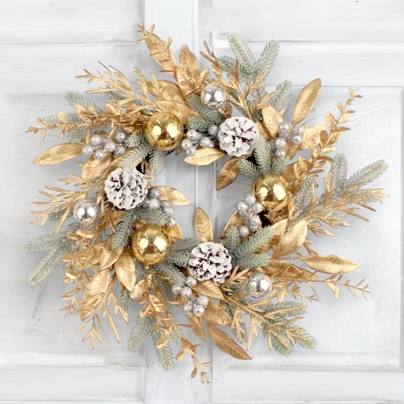 Gold Holiday Wreath - Etsy