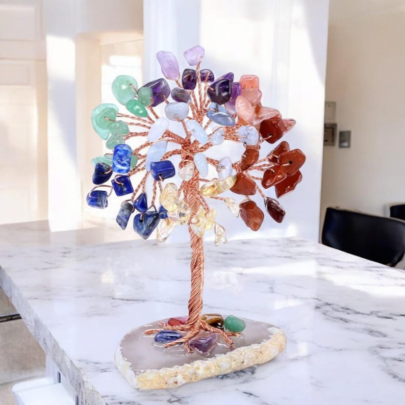 Mini Crystal Tree, Healing Gemstone Decor, Feng Shui Tree With Agate ...