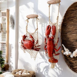 Coastal Resin Lobster and Crab Wall Decor, Nautical Hanging Wall Art ...