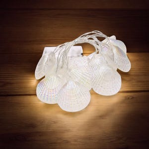 Shell String Lights, Coastal Beach Decor, Nautical Fairy Lights, Ocean ...