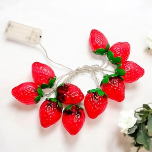 Whimsical Strawberry String Lights | Cascade Light Garland | Indoor Fairy String Lights | Cute ...