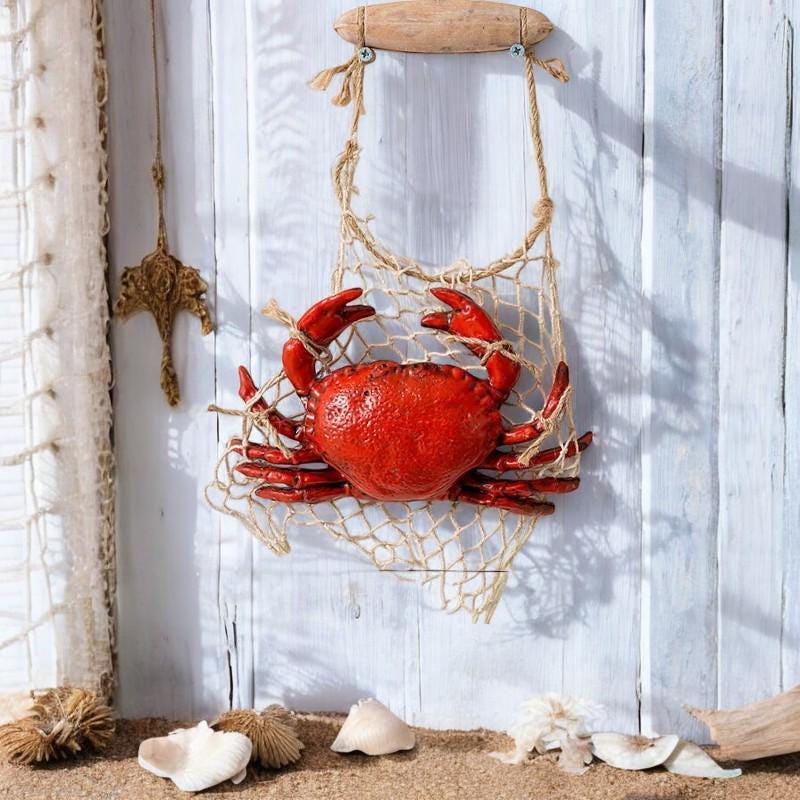 Coastal Resin Lobster and Crab Wall Decor, Nautical Hanging Wall Art ...