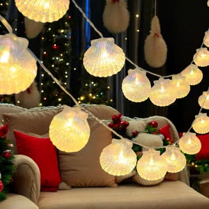 Shell String Lights, Coastal Beach Decor, Nautical Fairy Lights, Ocean ...