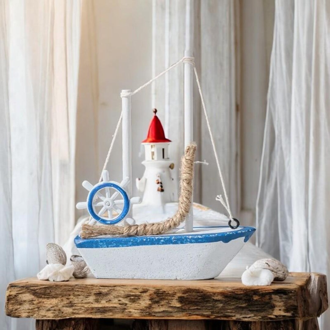 Set of 4 Miniature Sailboat Decor | Nautical Decor | Coastal Decor ...