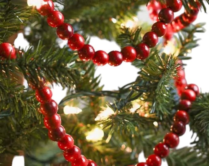 Cranberry Red Wood Beaded Garland - Etsy