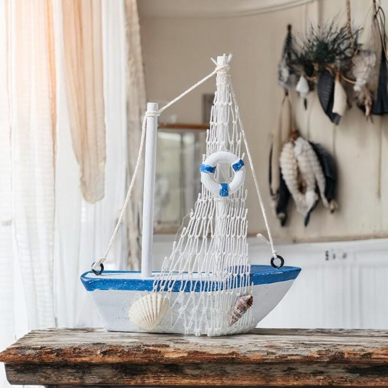 Set of 4 Miniature Sailboat Decor | Nautical Decor | Coastal Decor ...