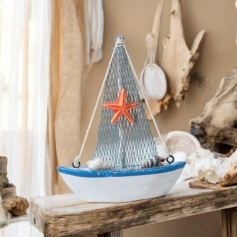 Set of 4 Miniature Sailboat Decor | Nautical Decor | Coastal Decor ...