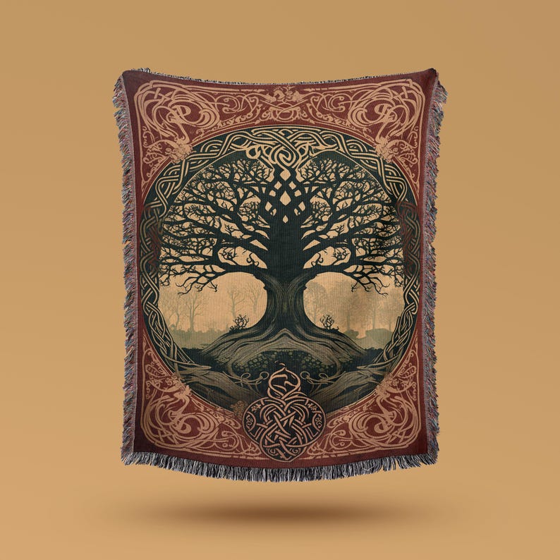 Celtic Tree of Life Yggdrasil Woven Blanket, Norse Viking Mythology ...