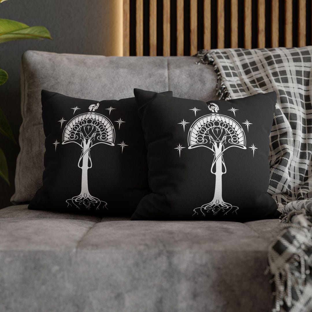 White Tree of Gondor Pillow, LOTR Square Cushion, Fantasy Gondor Decor ...