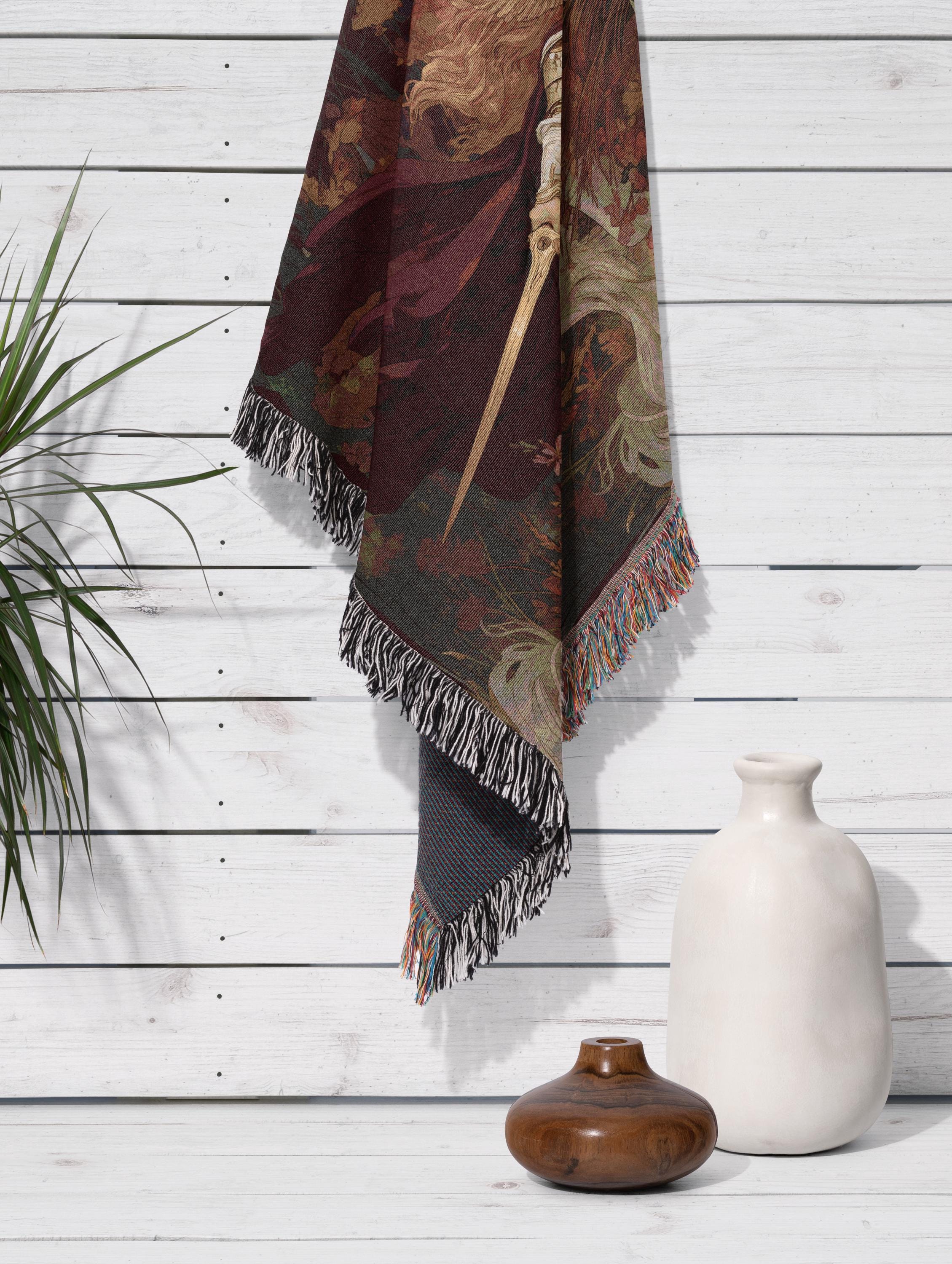 Valkyrie Horse Mythical Medieval Woven Throw Blanket, Norse Warrior ...
