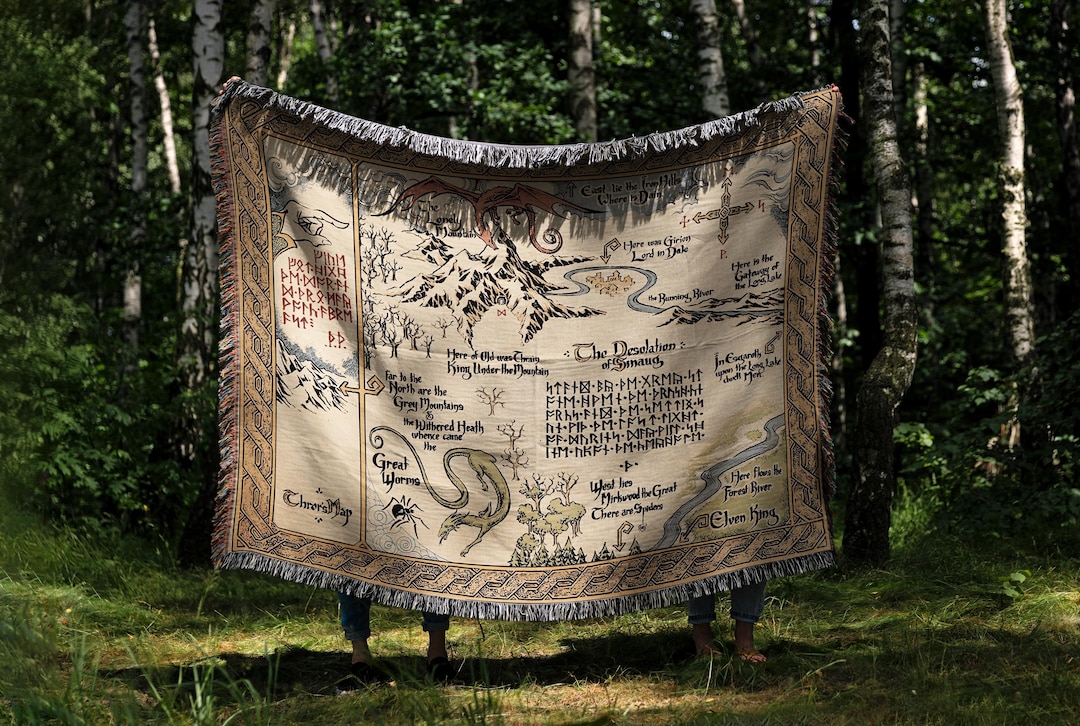 The Hobbit Thror Map Throw Blanket Gift for LOTR Fans, Lord of the ...