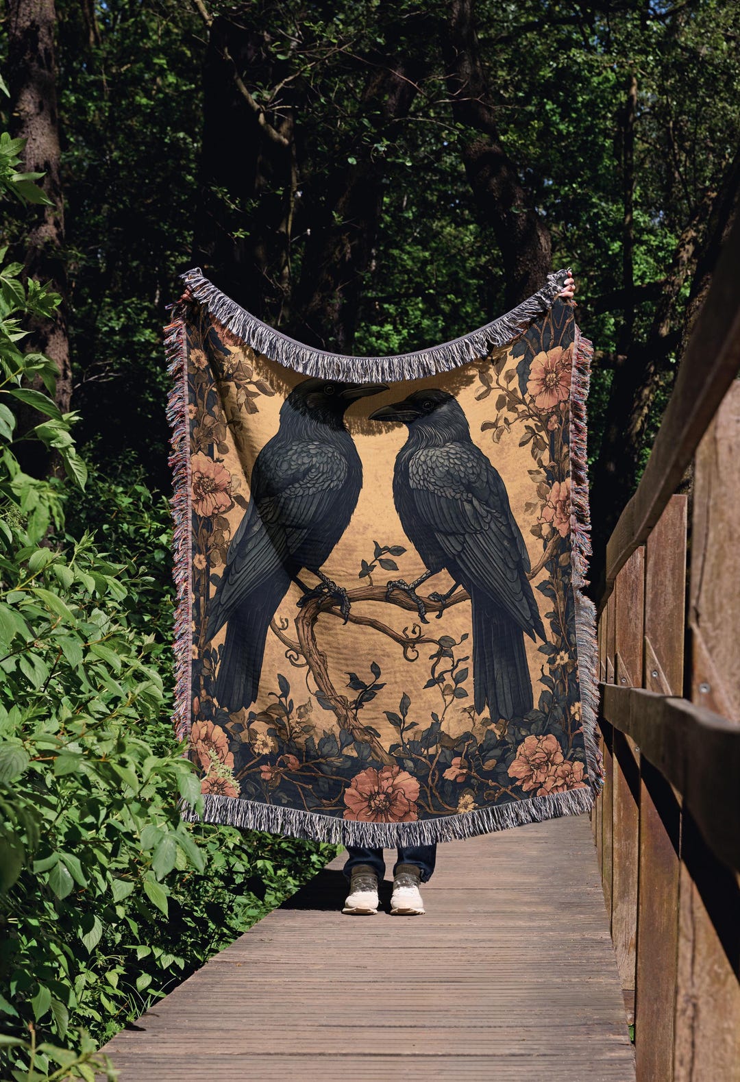 Odin’s Ravens Viking Woven Blanket Tapestry, Huginn Muninn Throw, Norse ...