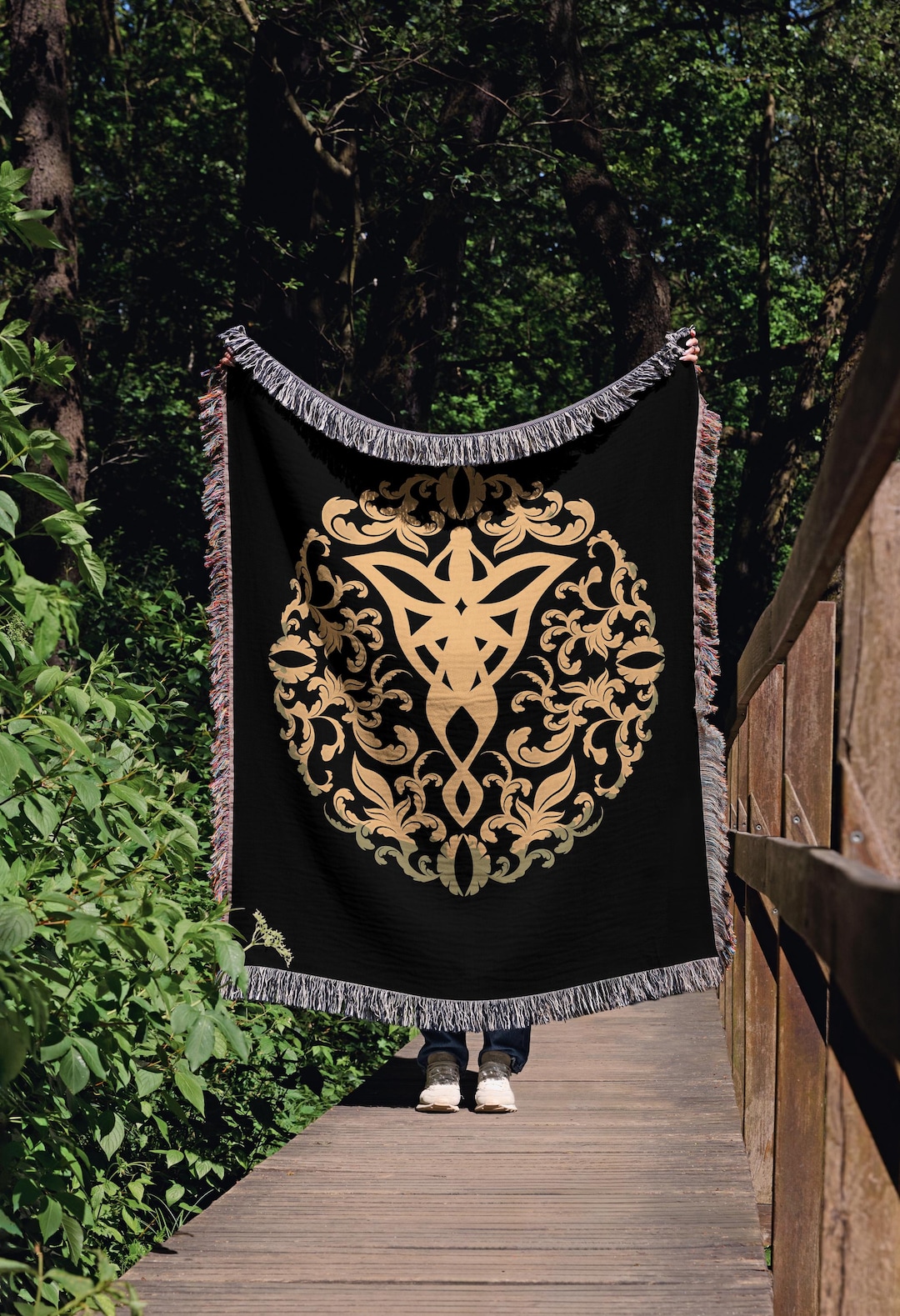 High Elven Banner Woven Blanket: Hidden Valley Symbol Tapestry - Royal ...