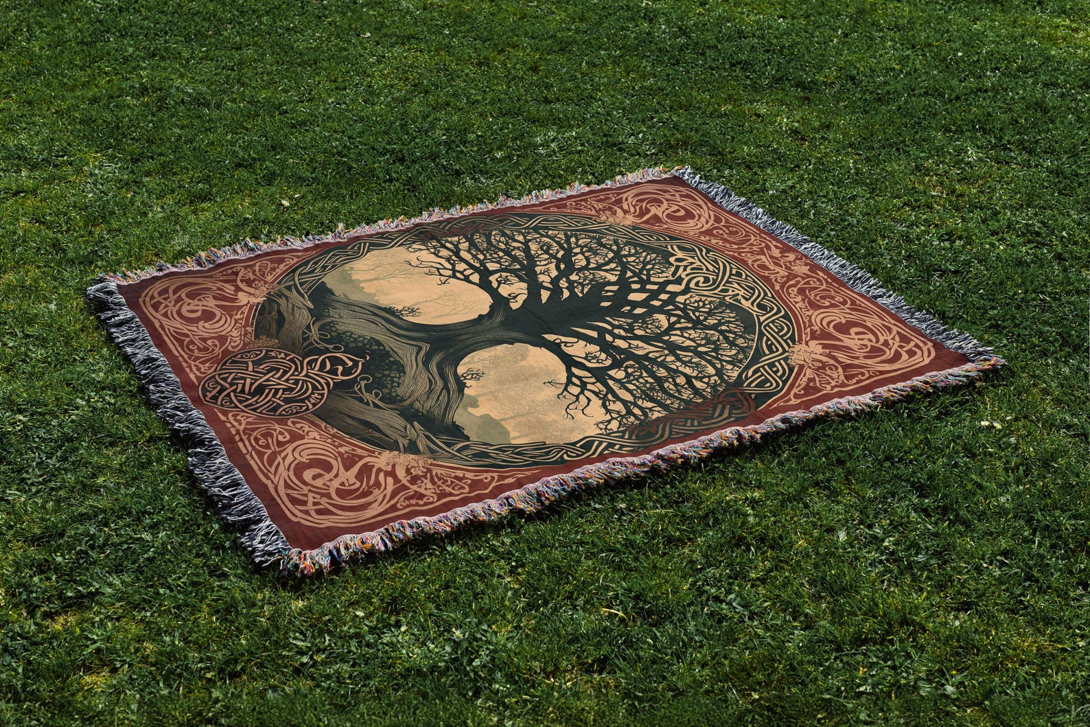 Celtic Tree of Life Yggdrasil Woven Blanket, Norse Viking Mythology ...