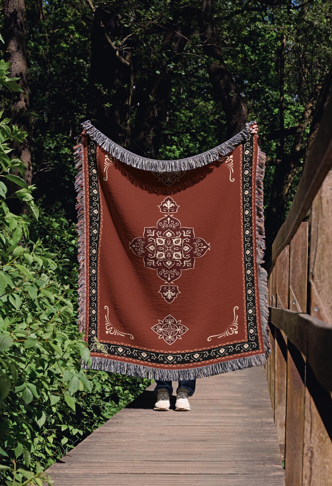 Damascus Rug Woven Blanket: Seljuk Pattern Middle Eastern Tapestry - Etsy