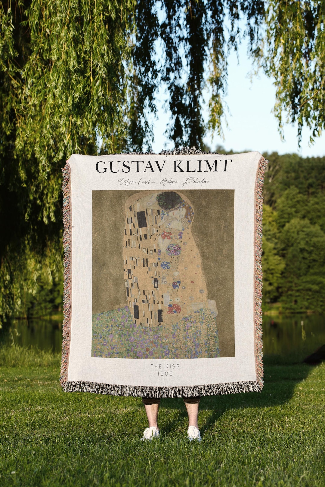 Gustav Klimt the Kiss Woven Blanket, Vintage Art Throw Blanket, Famous ...