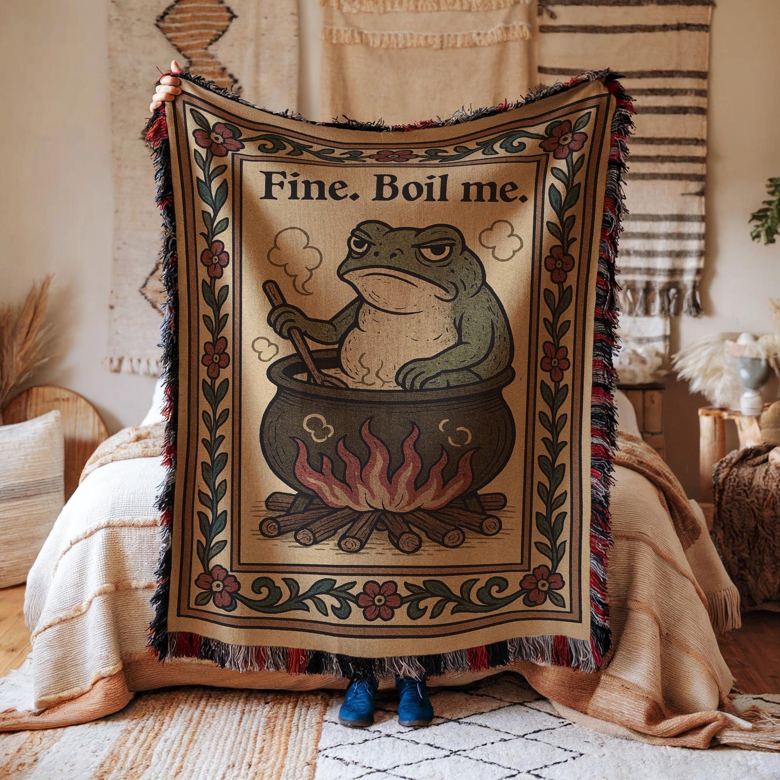 Weird Medieval Frog Woven Tapestry, Funny Medieval Magical Esoteric ...