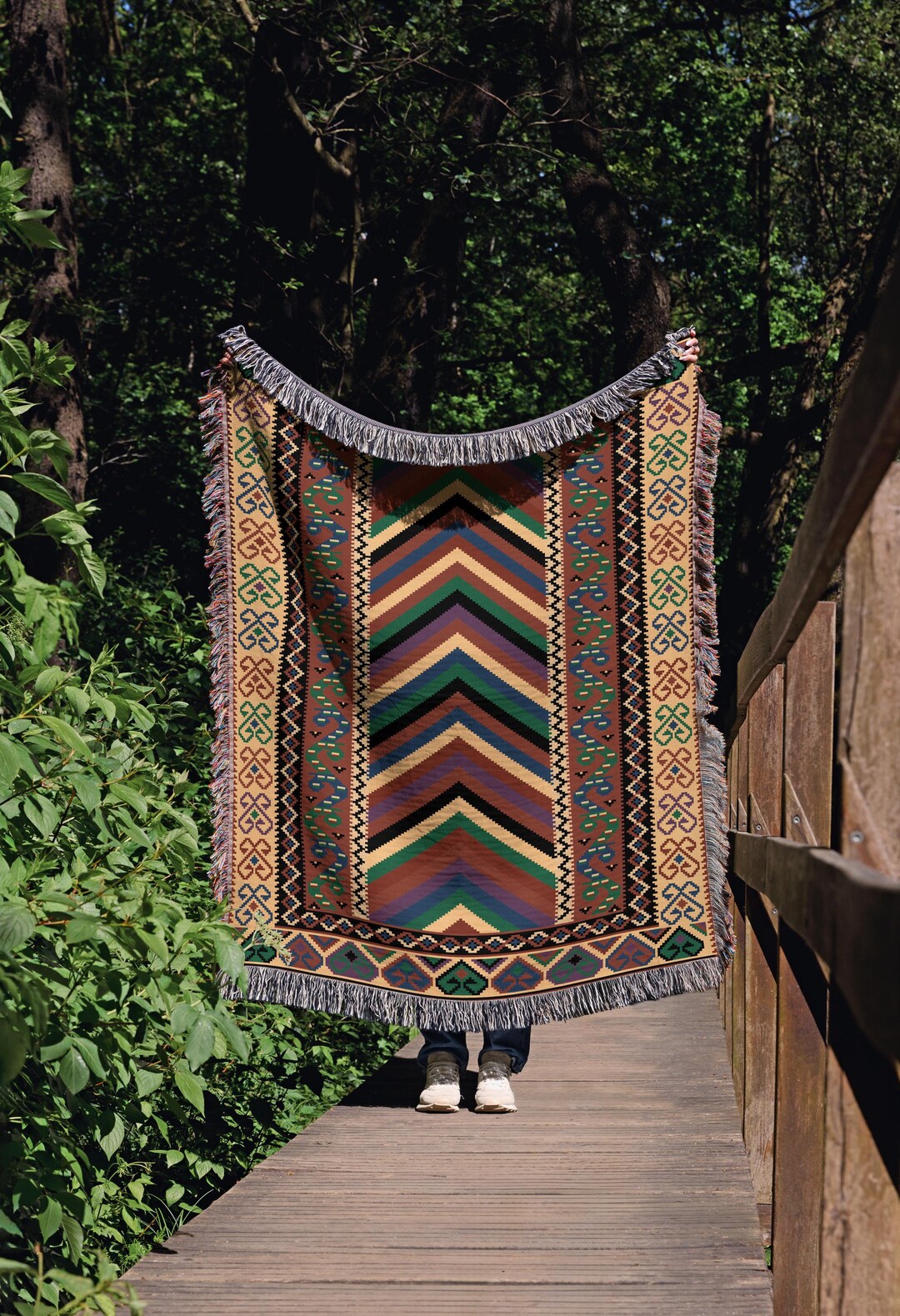 Traditional Turkish Kilim Rug Pattern Woven Blanket, Turkish Kilim Rug ...
