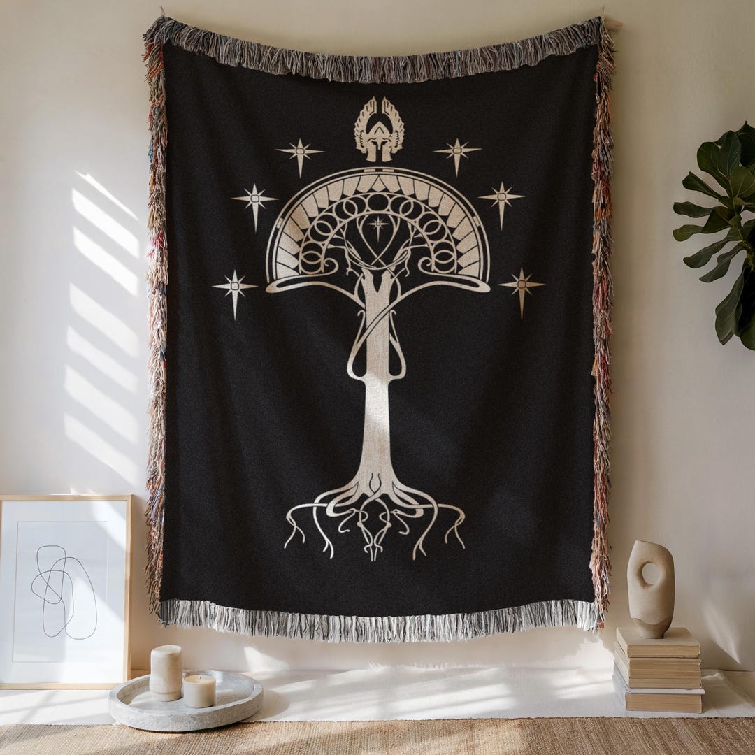 White Tree of Kings Woven Blanket: Ancient Realm Symbol Tapestry ...