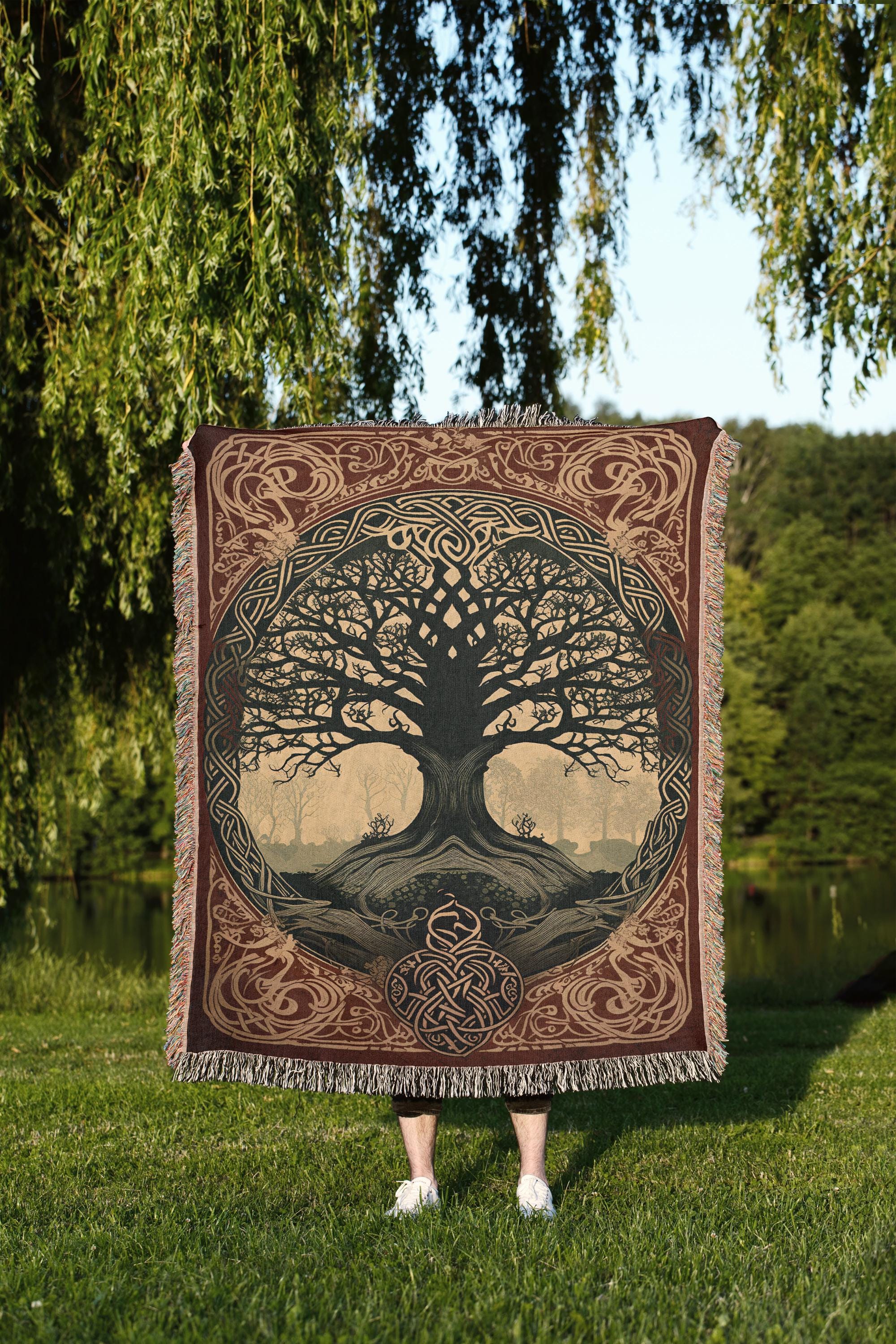 Celtic Tree of Life Yggdrasil Woven Blanket, Norse Viking Mythology ...