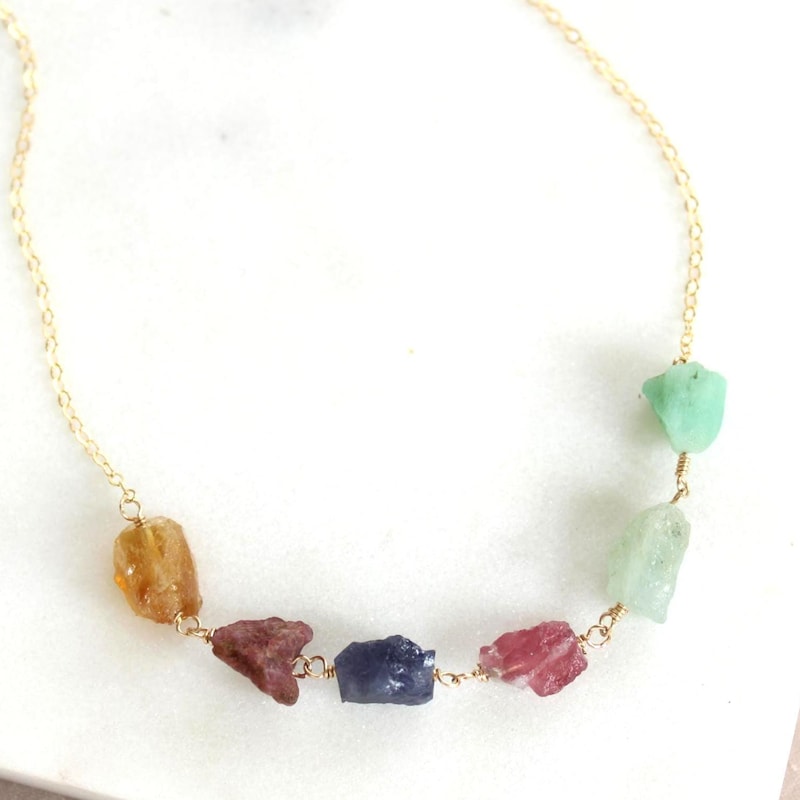 Multi Raw Gemstone Necklace - Etsy
