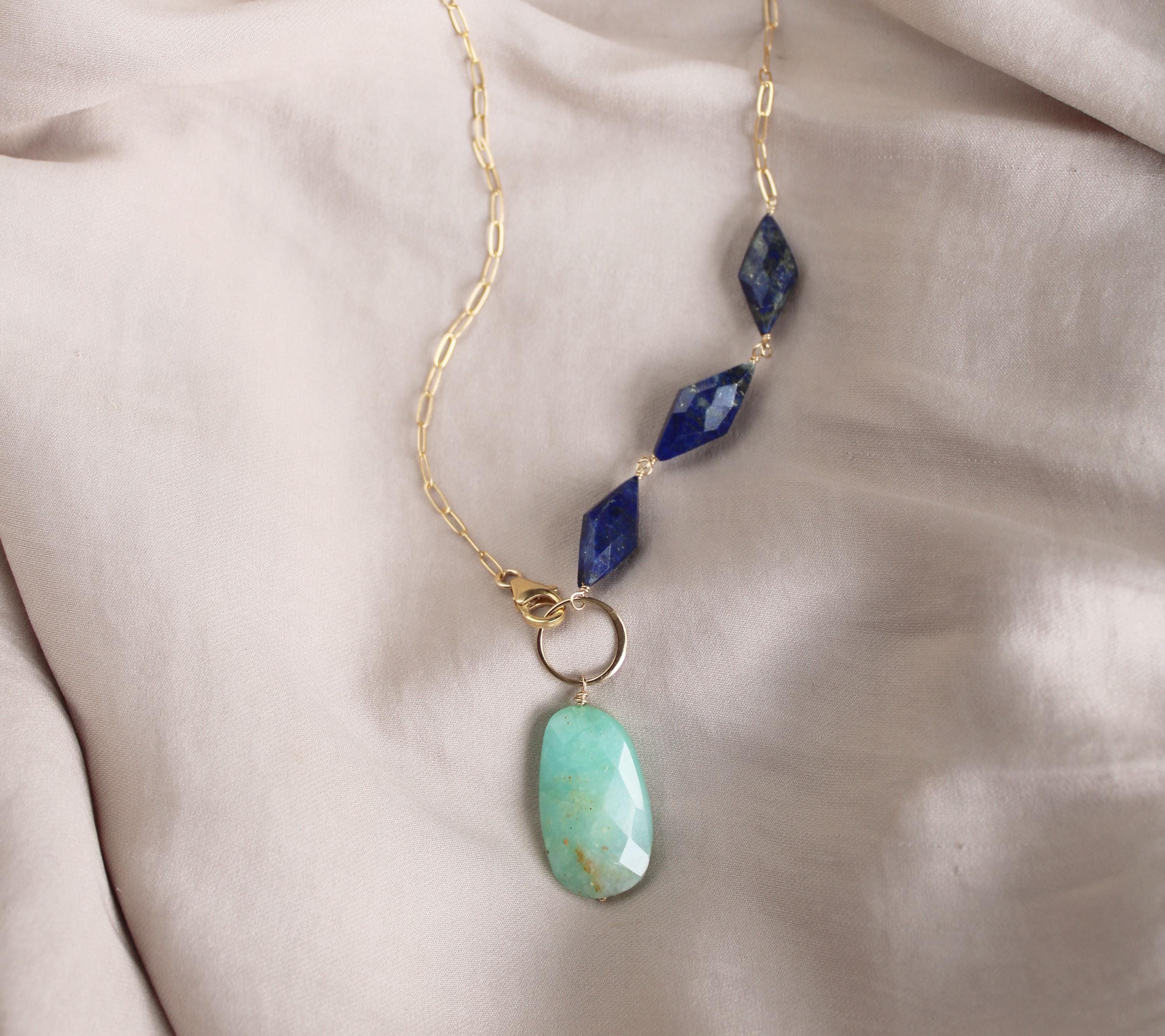 Peruvian Opal Necklace, Handmade Gemstone Statement Necklaces for Women ...