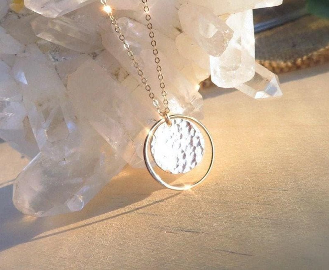 Hammered Gold Filled Disc Necklace, Eternity Ring, Karma Necklace - Etsy