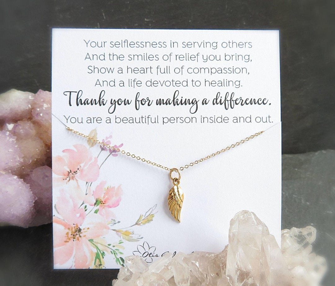Sterling Silver Angel Wing Necklace: Nurse Gift, Essential Worker - Etsy