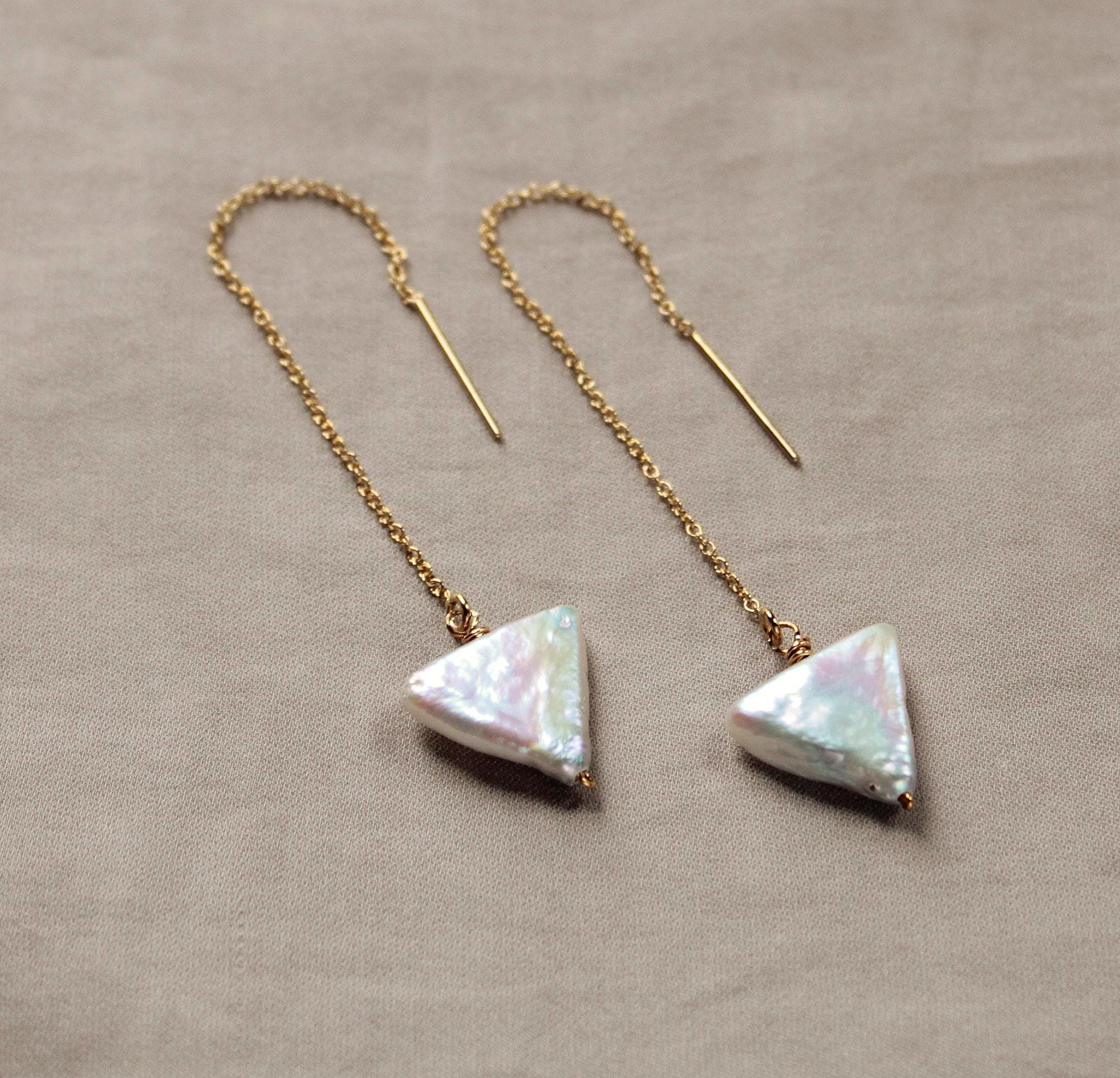 Modern Threaders, Freshwater Pearl Thread Through Earrings, Waterproof ...