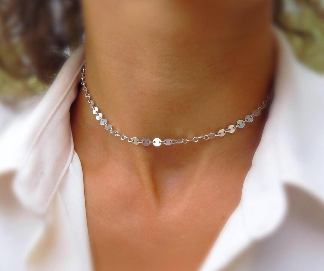 Sterling Silver Coin Choker: Waterproof Sparkling Chain - Etsy