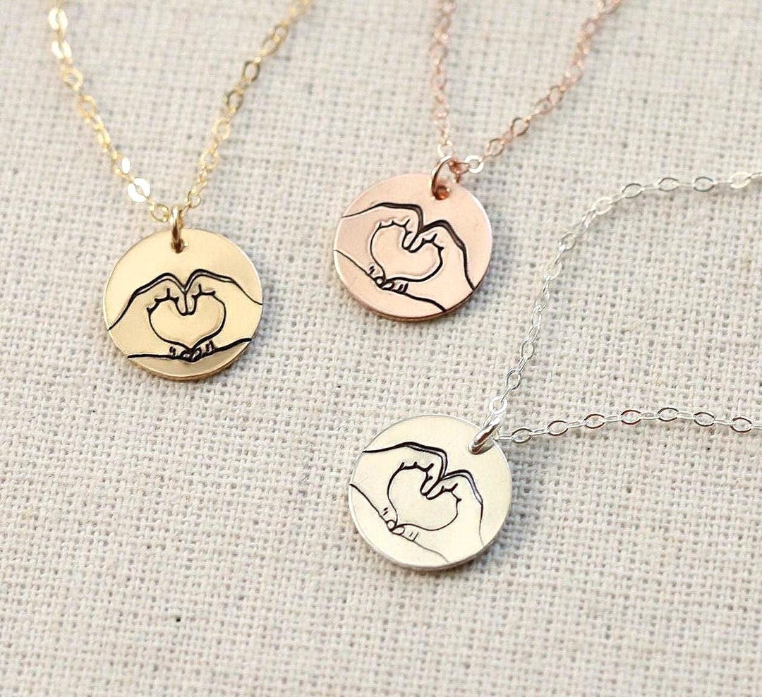 Heart Hands Charm Necklace, Sterling Silver, Love Jewelry - Etsy