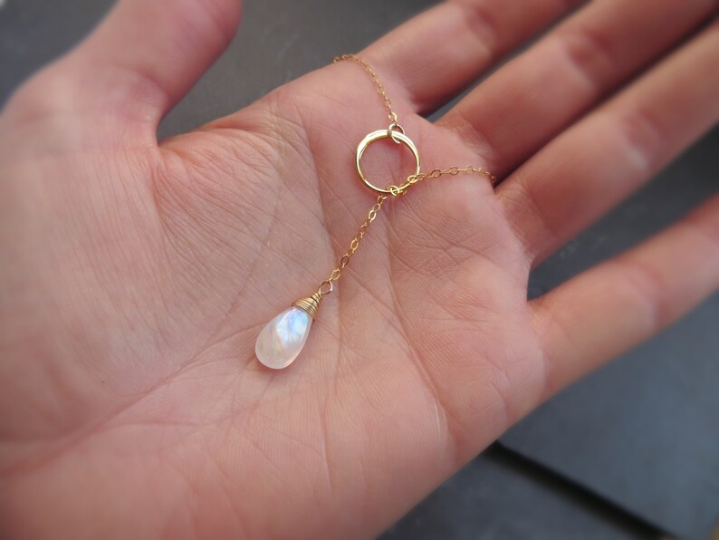 Moonstone jewelry moonstone necklace moonstone lariat | Etsy