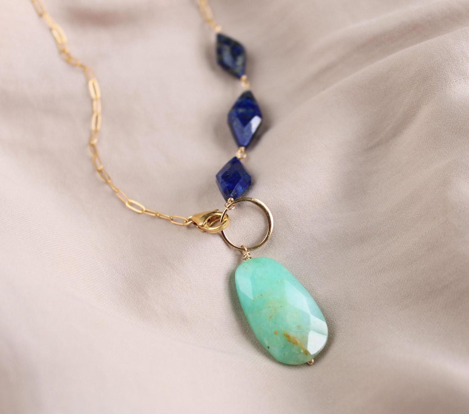 Peruvian Opal Necklace, Handmade Gemstone Statement Necklaces for Women ...