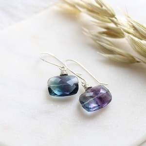 Dangling Fluorite Earrings: Wire Wrapped Crystal Boho Gift - Etsy