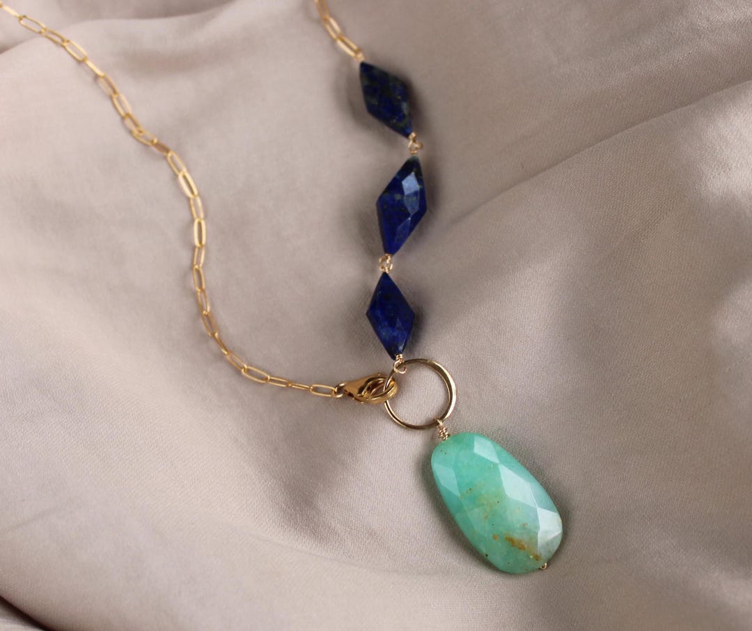 Peruvian Opal Necklace, Handmade Gemstone Statement Necklaces for Women ...