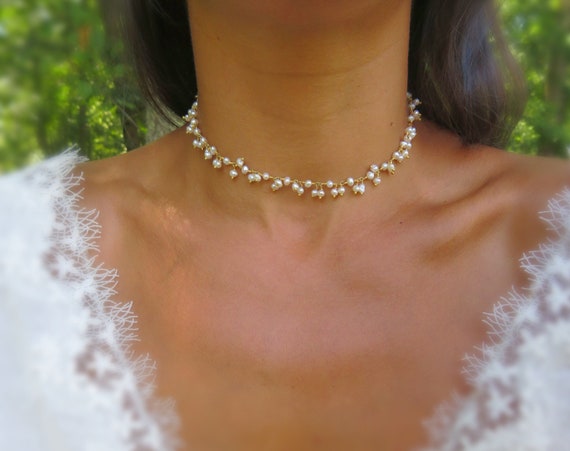 Pearl Choker Necklace Pearl Bridal Necklace Pearl Choker | Etsy New Zealand