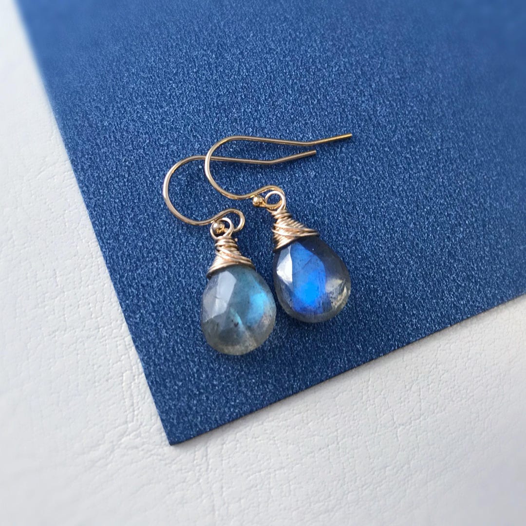 Labradorite Earrings, Wrapped Gemstone Earrings, Handmade Earrings ...