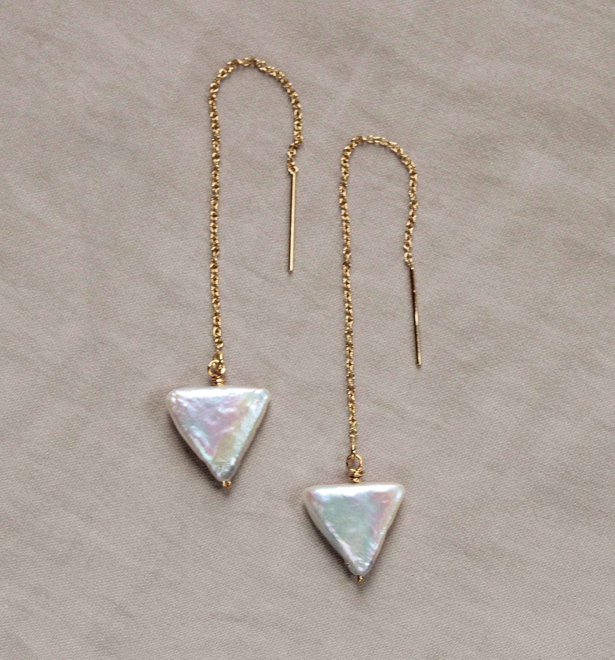 Modern Threaders, Freshwater Pearl Thread Through Earrings, Waterproof ...